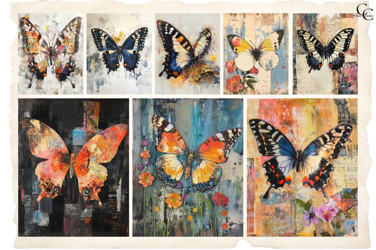 Free Mixed-Media Butterfly Images for Junk Journaling - Craft and Cherish