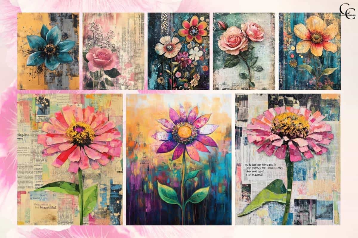 Free Mixed-Media Flower Images for Junk Journaling and Craft Projects ...
