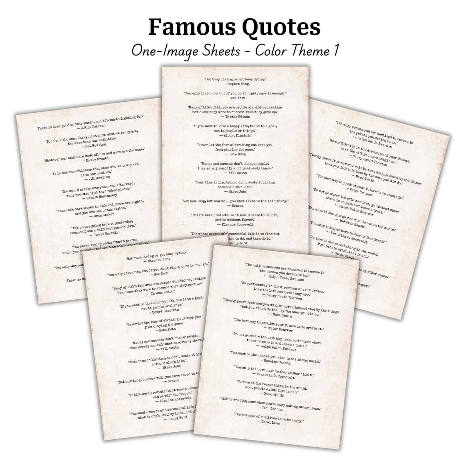 Famous Quotes Printables, Literary Quotes Ephemera Sheets for Junk ...