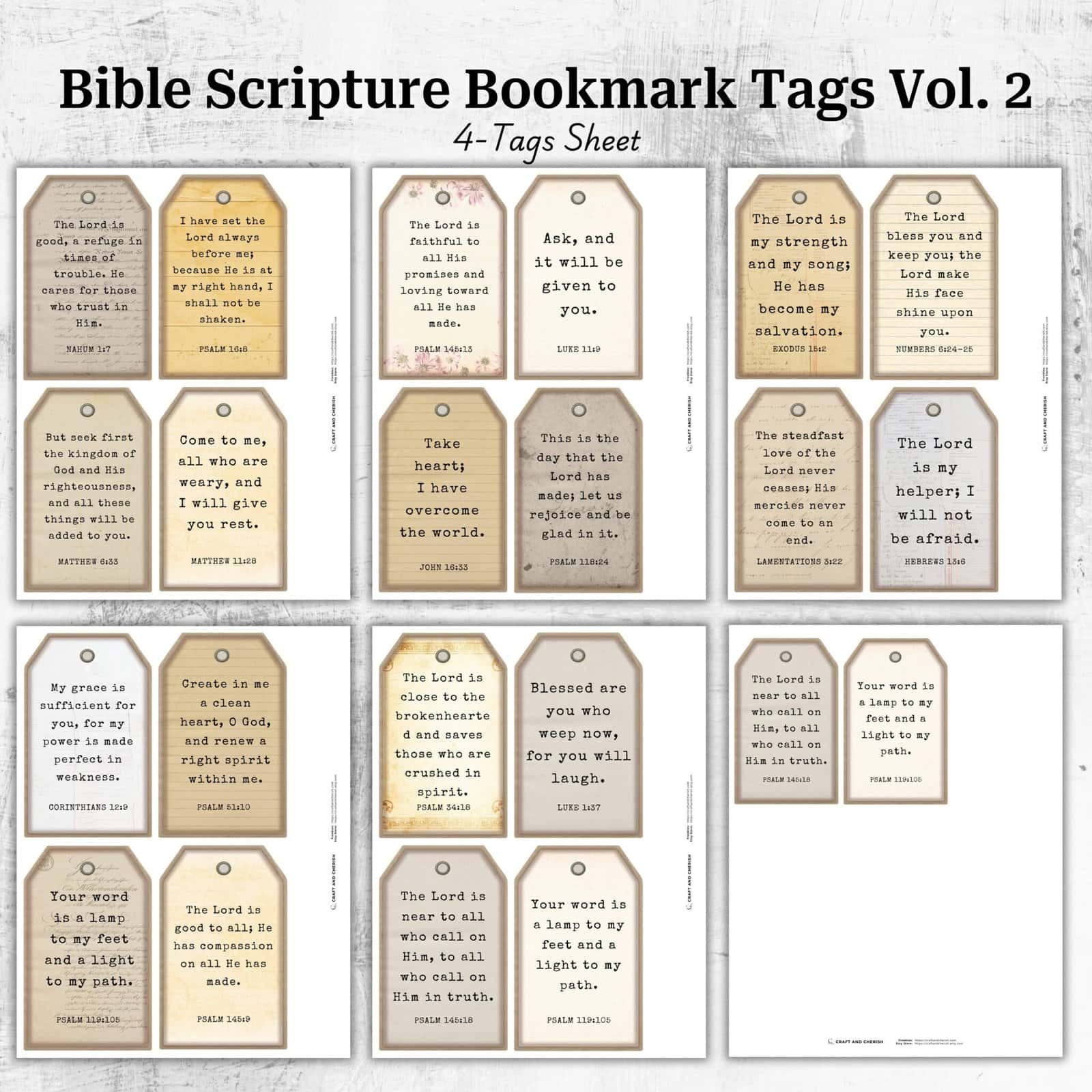Bible Scripture Bookmark Tags, Christian Bible Verse Tags Vol. 2 for ...