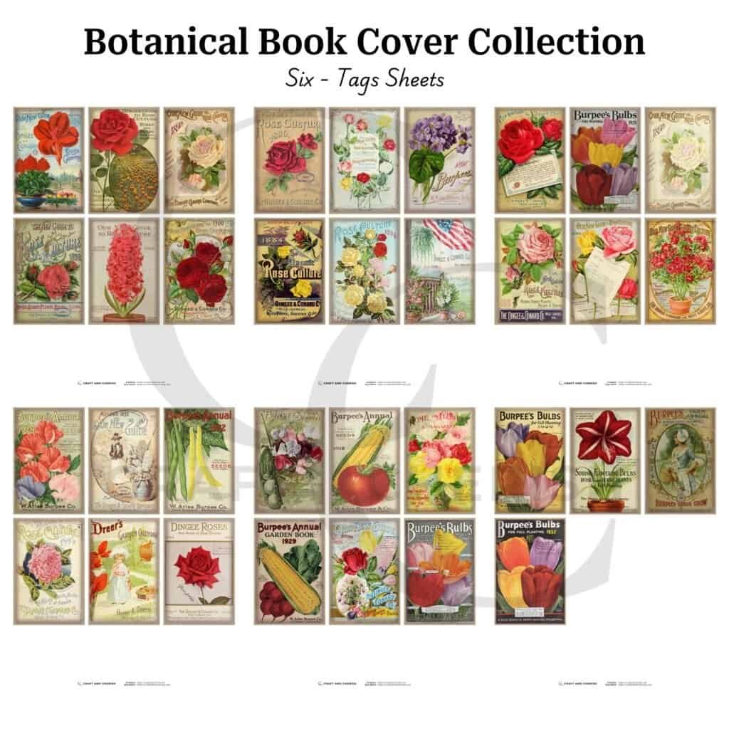Old Botanical Book Cover Collection, Vintage Botanical Magazines, Junk ...