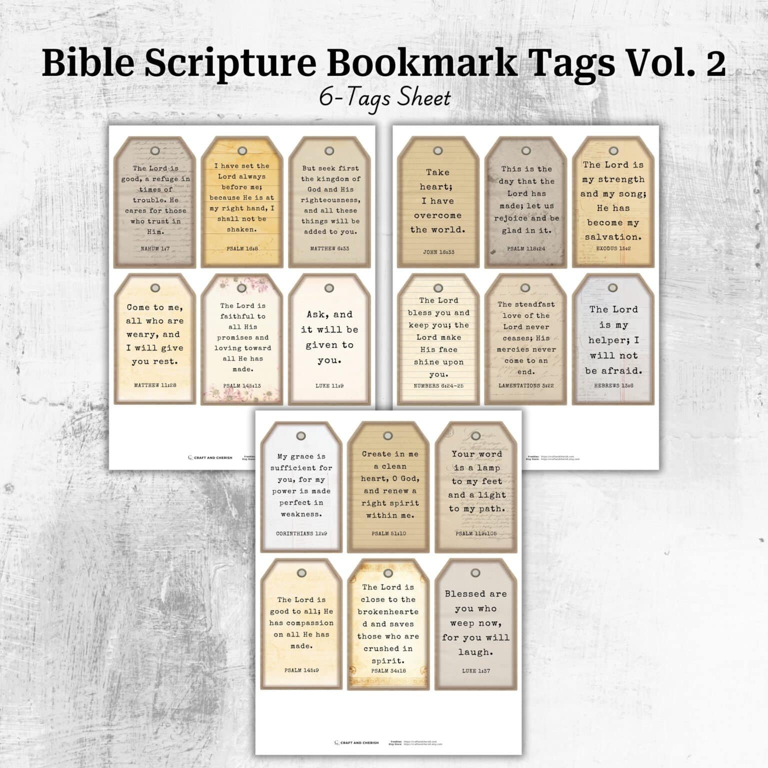 Bible Scripture Bookmark Tags, Christian Bible Verse Tags Vol. 2 for ...