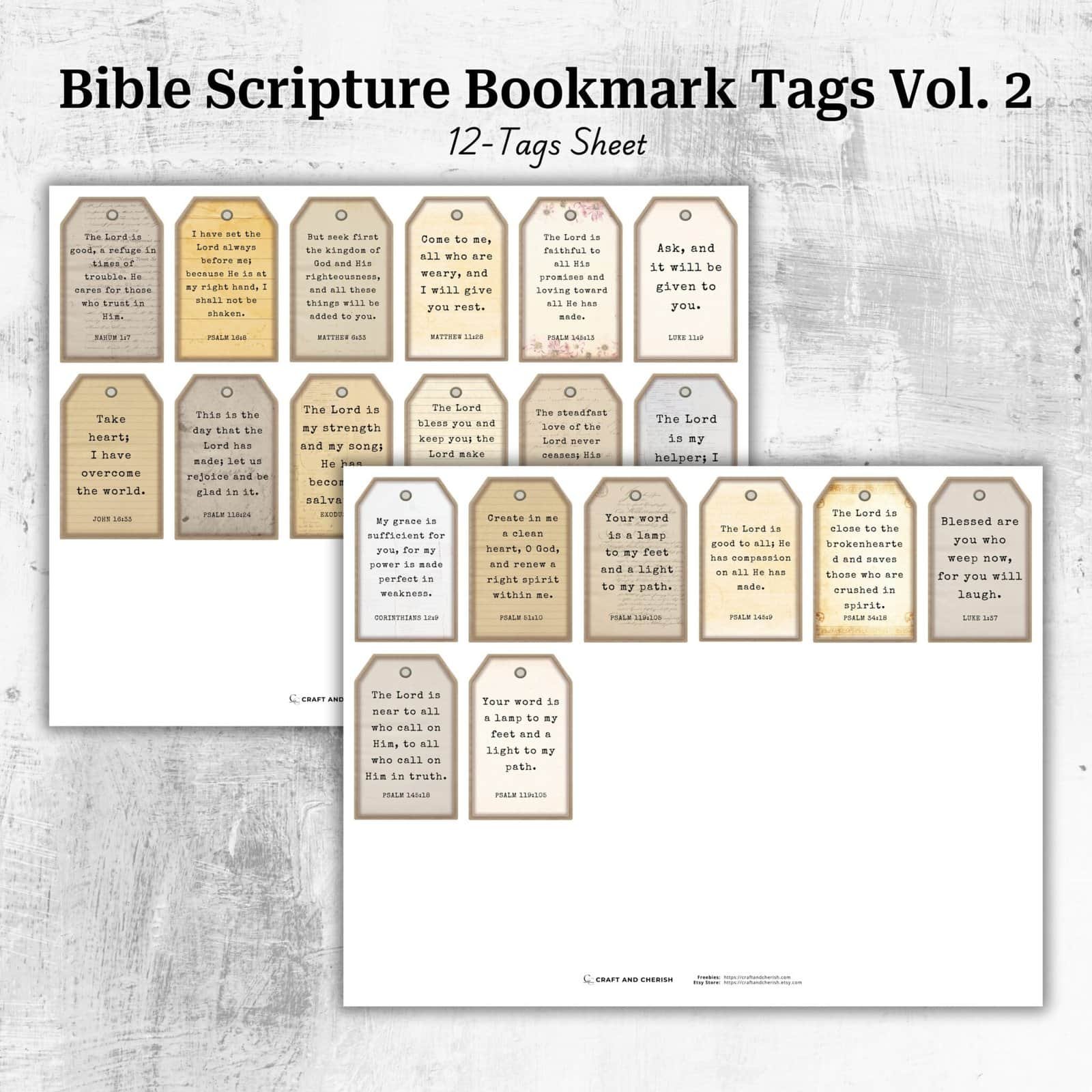 Bible Scripture Bookmark Tags, Christian Bible Verse Tags Vol. 2 for ...
