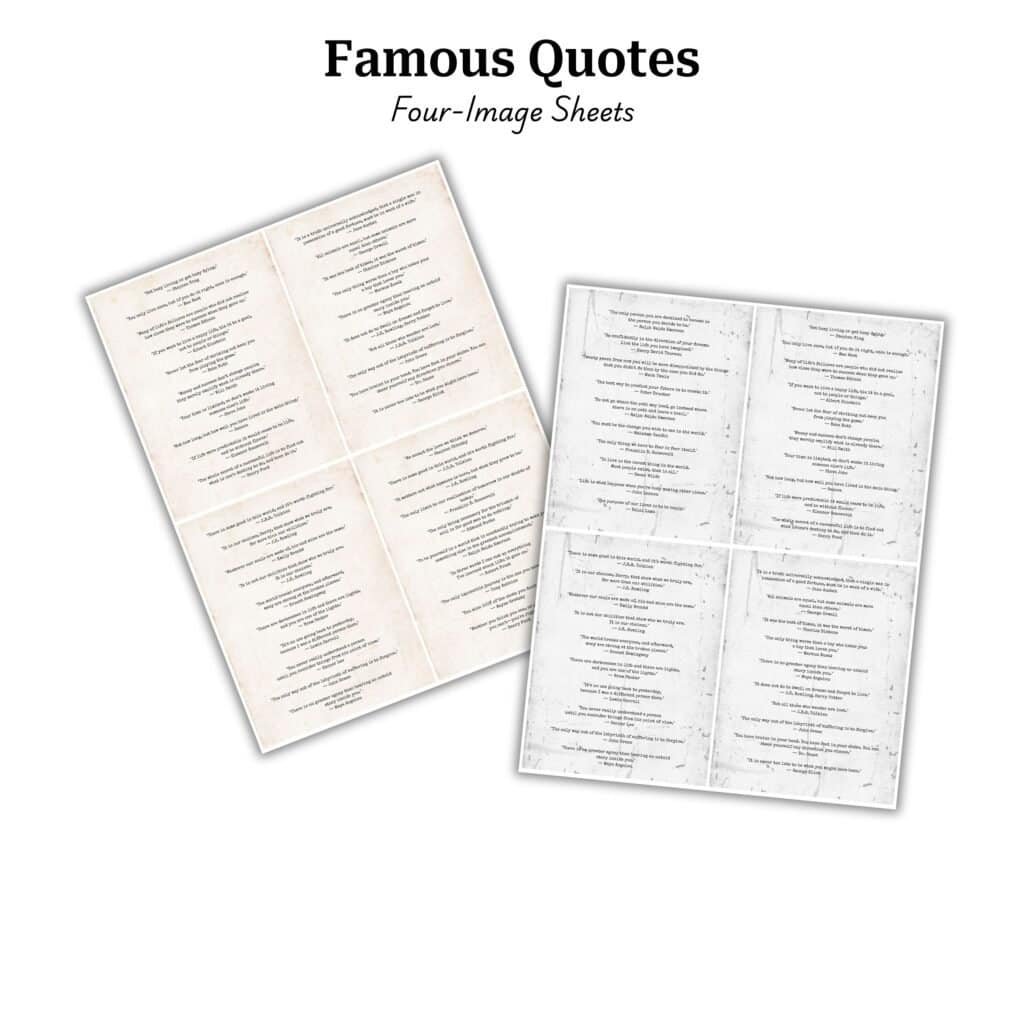 Famous Quotes Printables, Literary Quotes Ephemera Sheets for Junk ...