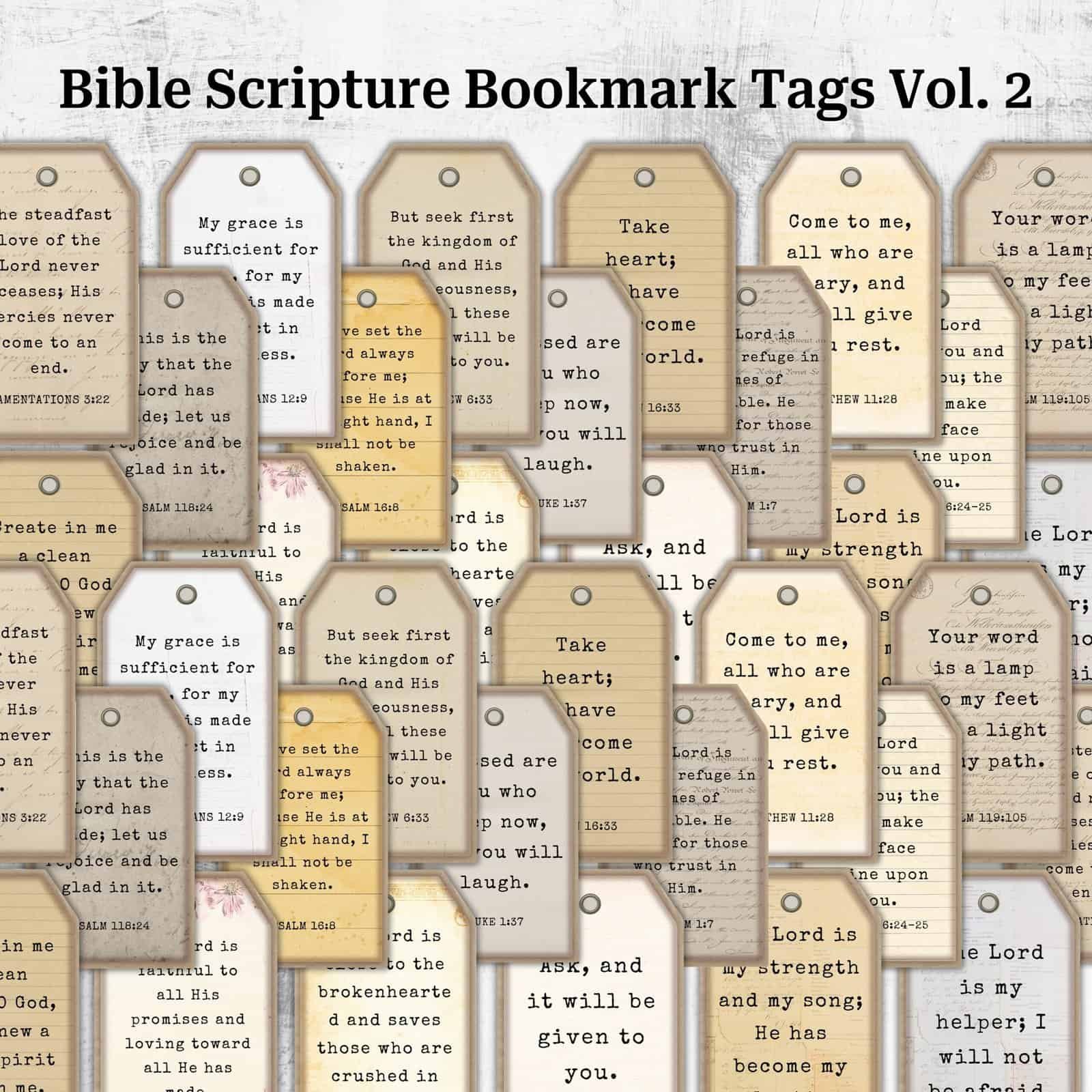 Bible Scripture Bookmark Tags, Christian Bible Verse Tags Vol. 2 for ...