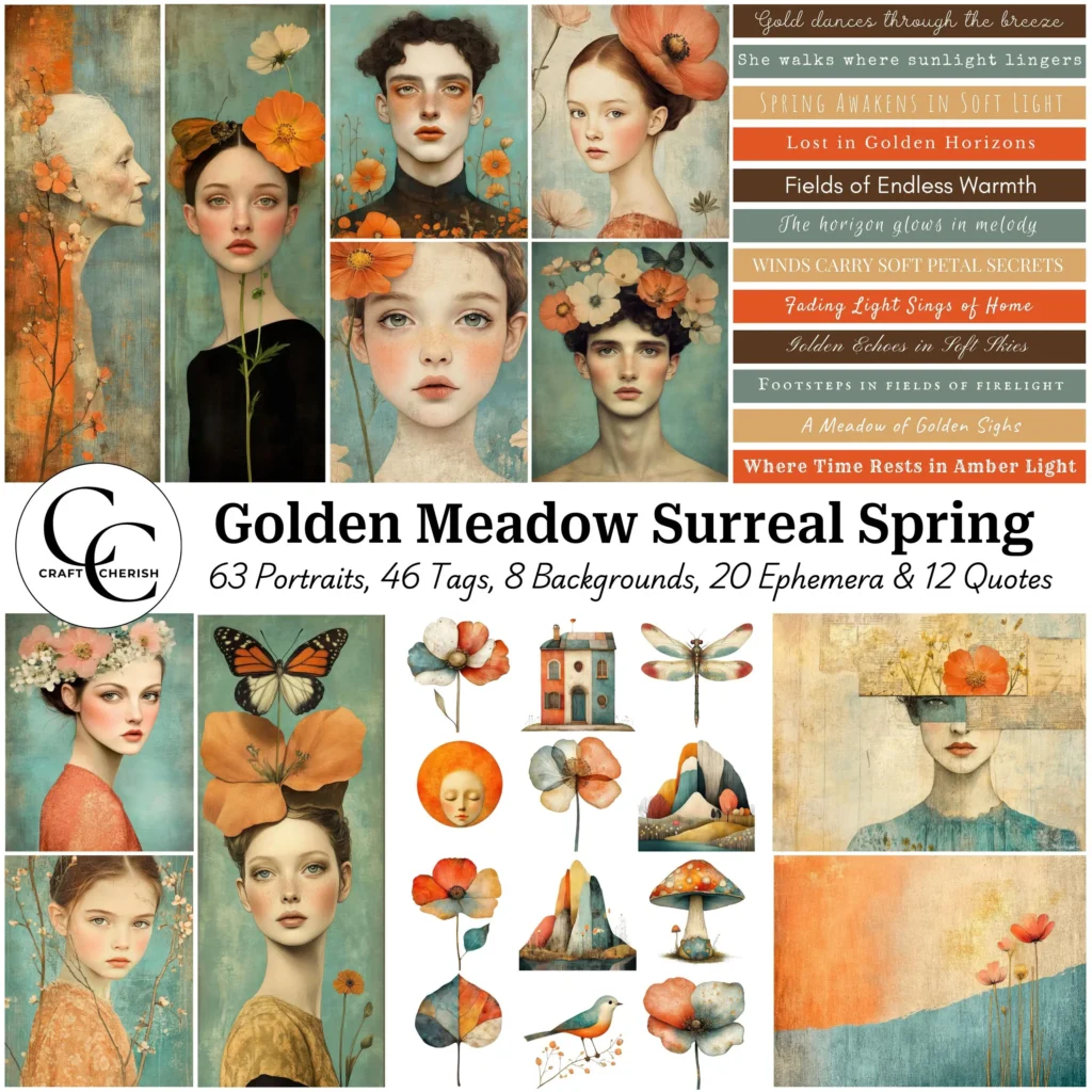 137 Golden Meadow Surreal Spring Art, Portraits, Background Images ...