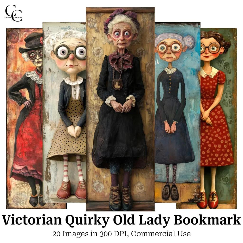 20 Quirky Victorian Old Lady Bookmark, Gangsta Granny, Whimsical Senior ...