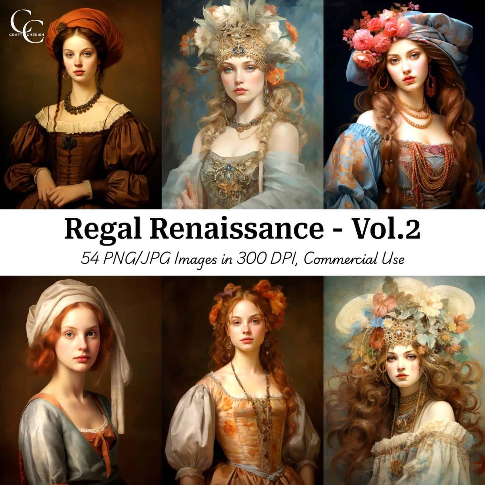 54 Regal Renaissance Woman Printable Images – V2, Colored Renaissance, Paper Craft, Junk ...