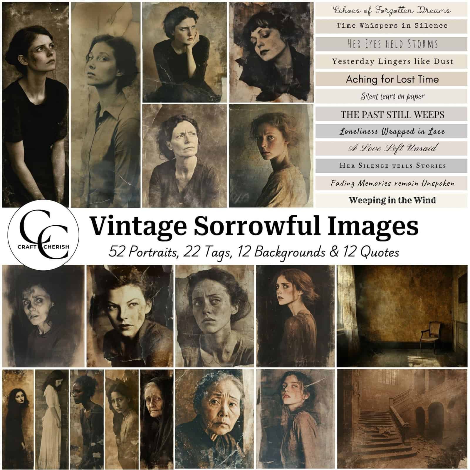 86 Vintage Sorrowful Images, 1930s Aged Brown Damaged Photo, Bookmarks ...
