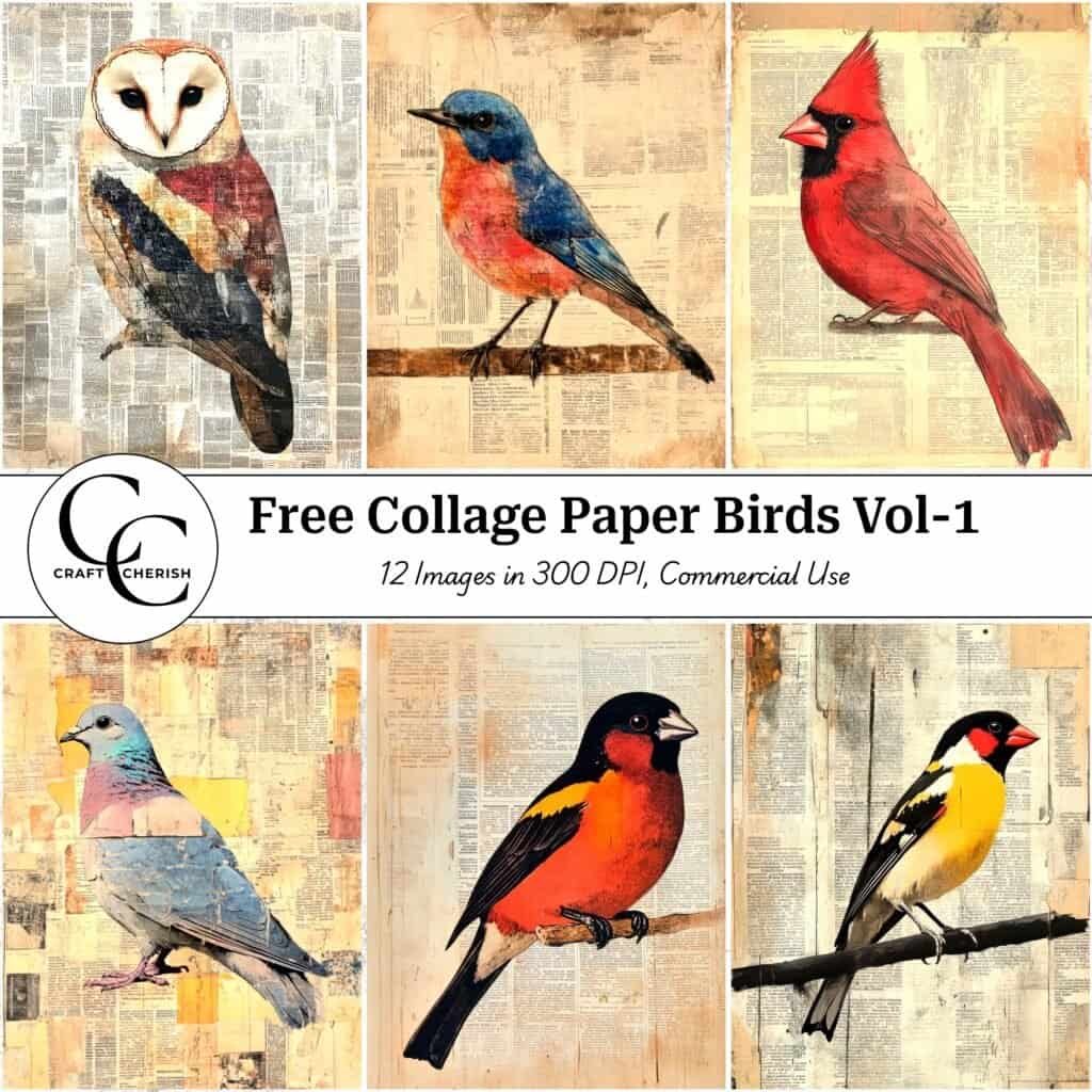 12 Free Bird Portrait Images – Vintage Newspaper Style Printable Sheets ...