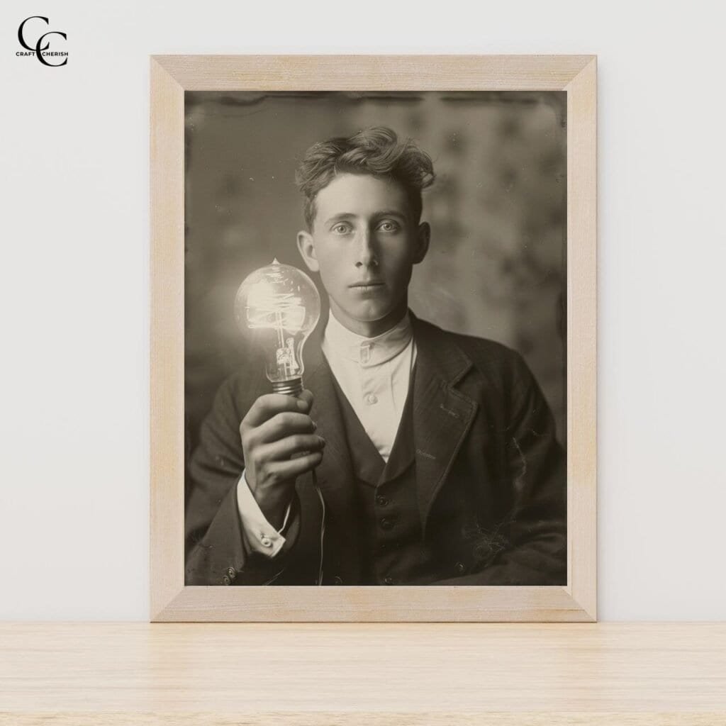 24 Vintage Portrait Holding Light Bulb Images, People with Lightbulbs ...