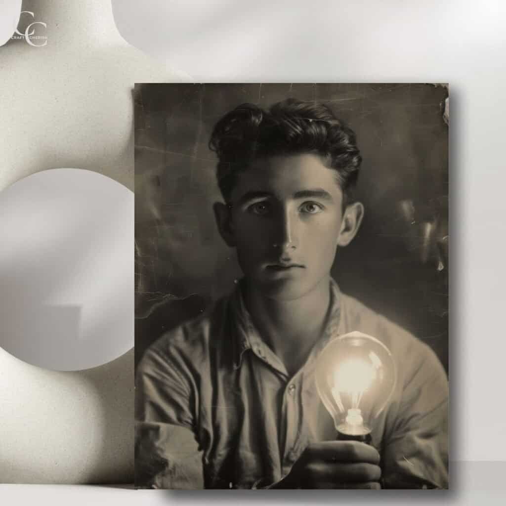24 Vintage Portrait Holding Light Bulb Images, People with Lightbulbs ...