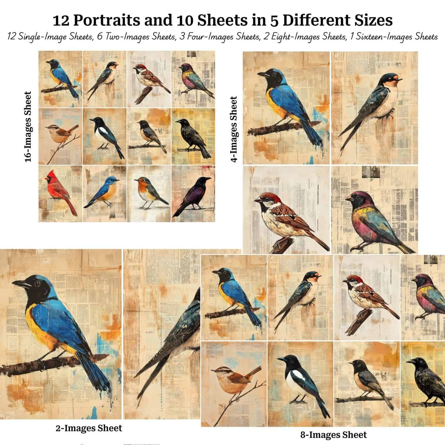 12 Free Junk Journal Bird Images – Vintage Collage Newspaper Ephemera ...