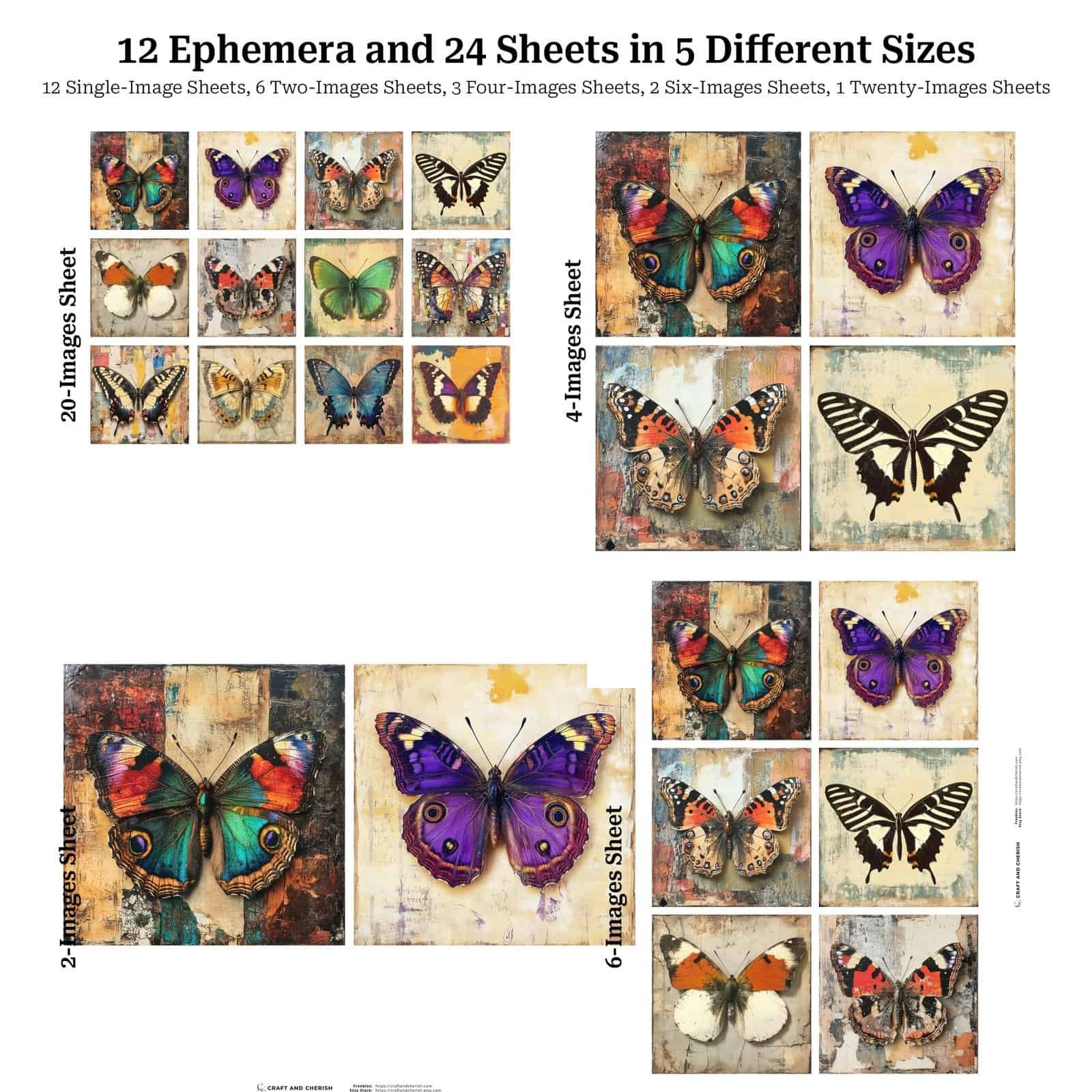12 Free Mixed-Media Butterfly Images – Vintage Printable Sheets ...