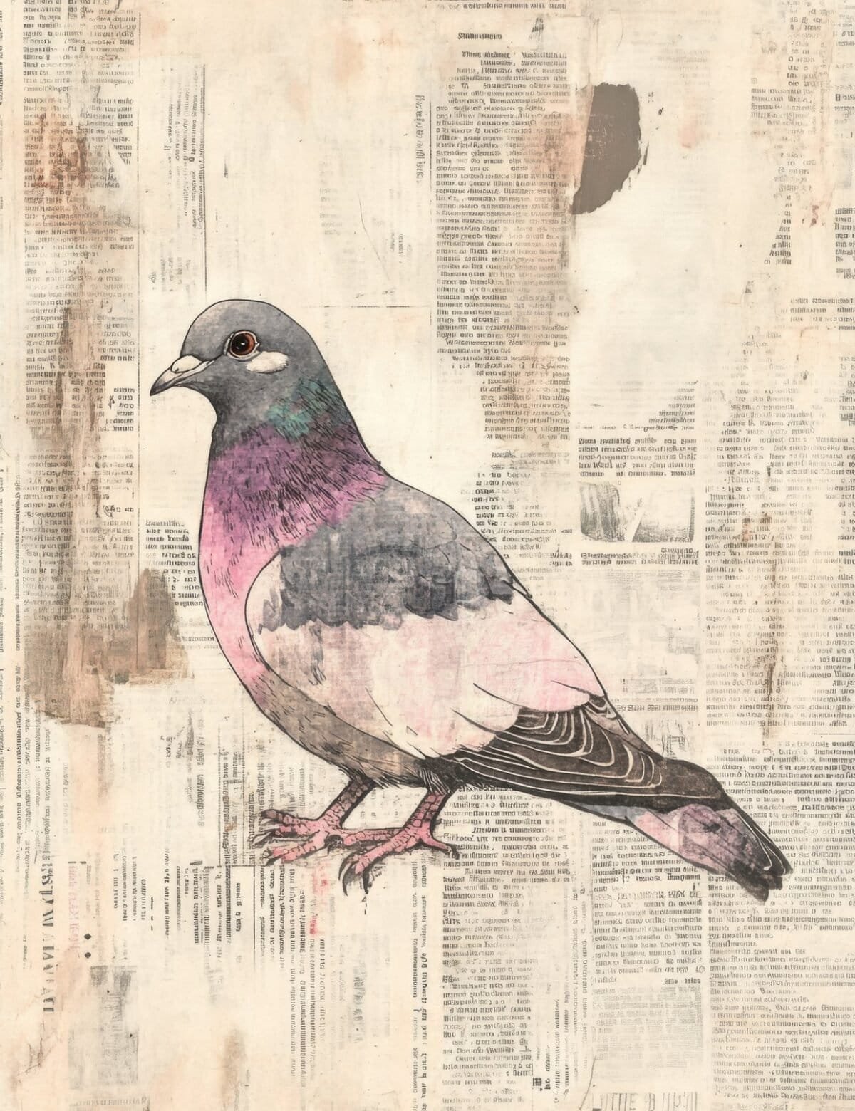 Free Collage Newspaper Bird Images and Sheets Vol-2 - Craft and Cherish