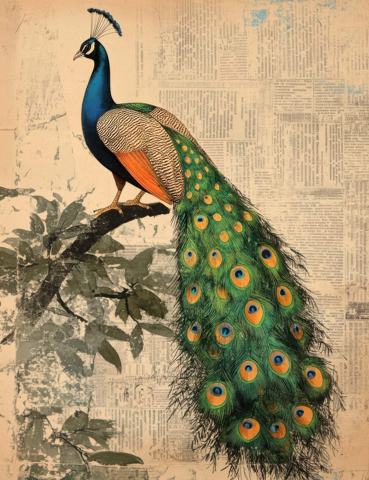 Free Collage Newspaper Bird Images and Sheets Vol-2 - Craft and Cherish