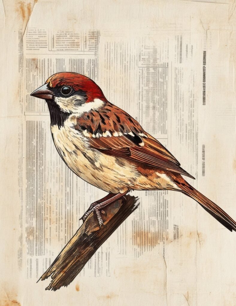 Free Collage Newspaper Bird Images and Sheets Vol-3 - Craft and Cherish