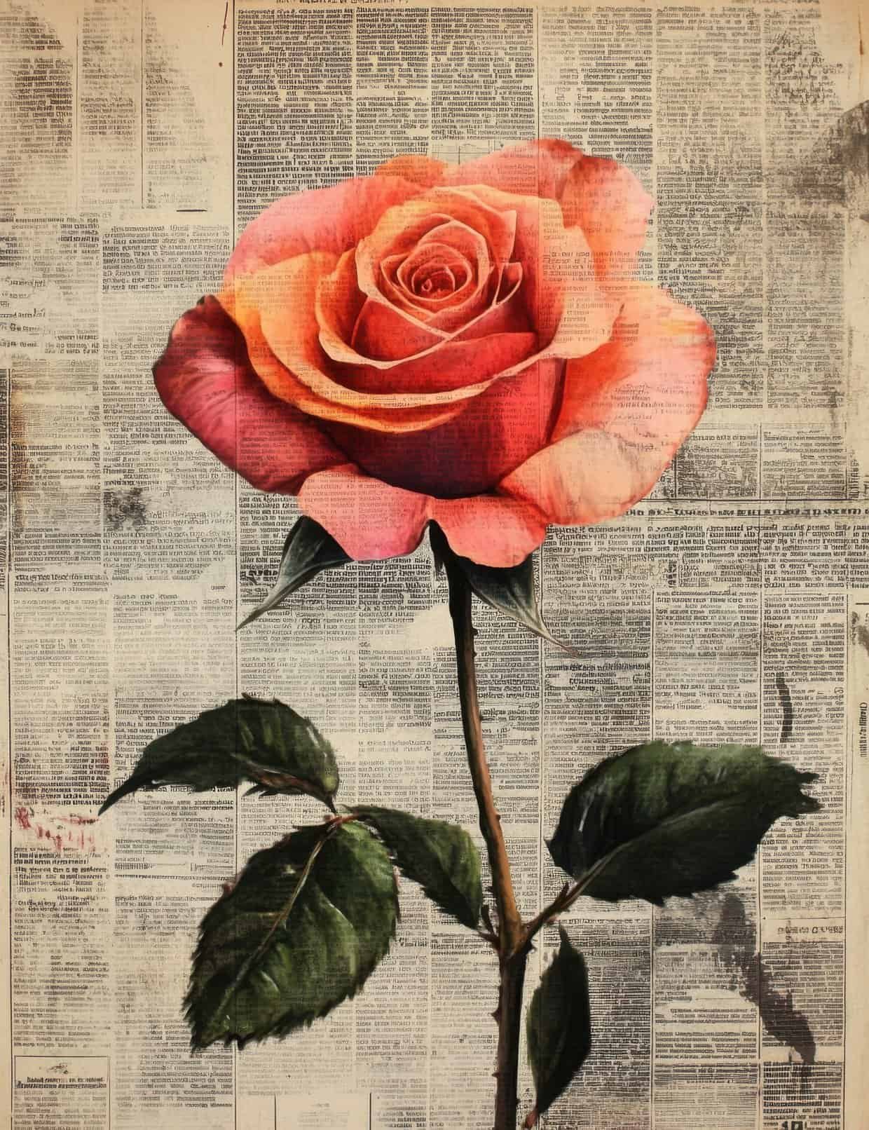 Free Newspaper Collage Flower Images - Craft and Cherish
