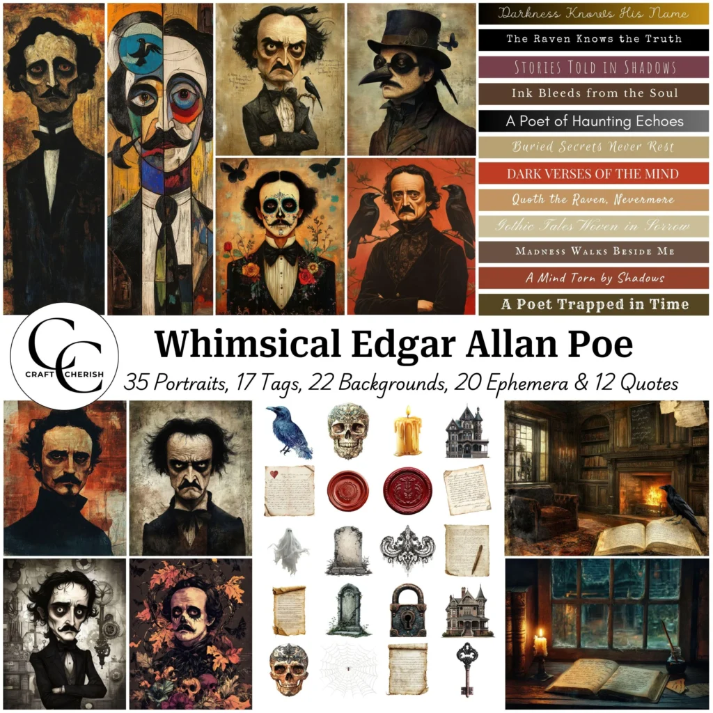 Whimsical Edgar Allan Poe Images, Dark Romanticism Macabre Digital Art ...
