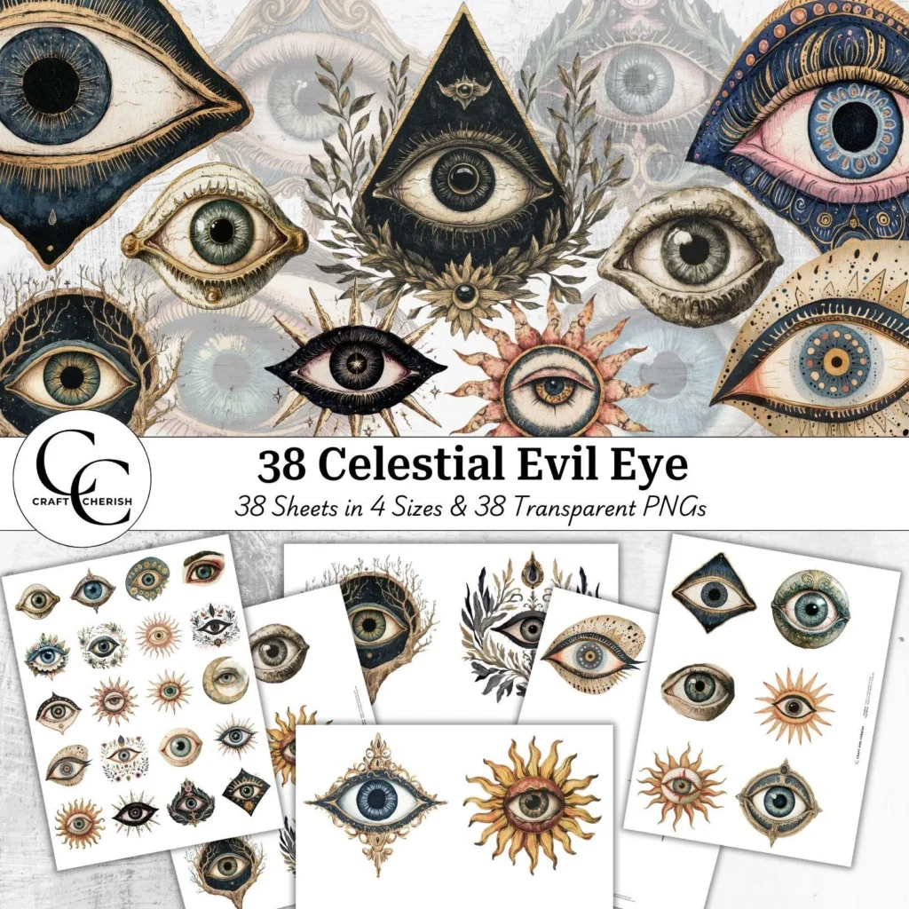 Esoteric Evil Eye Images, Celestial Eye, Vintage Eyes Ephemera ...