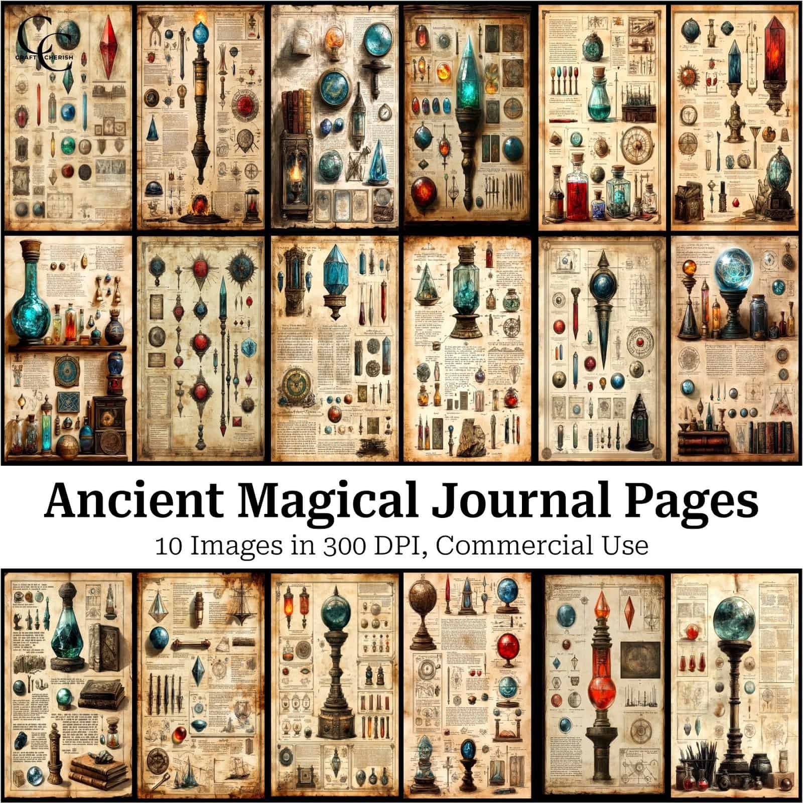 Ancient Magical Journal Pages, Witch Crystal Ball, Enchanting ...