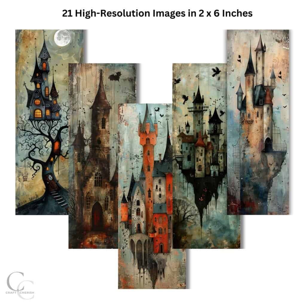 Spooky Haunted House Bookmarks – Colorful Halloween Printable Ephemera ...