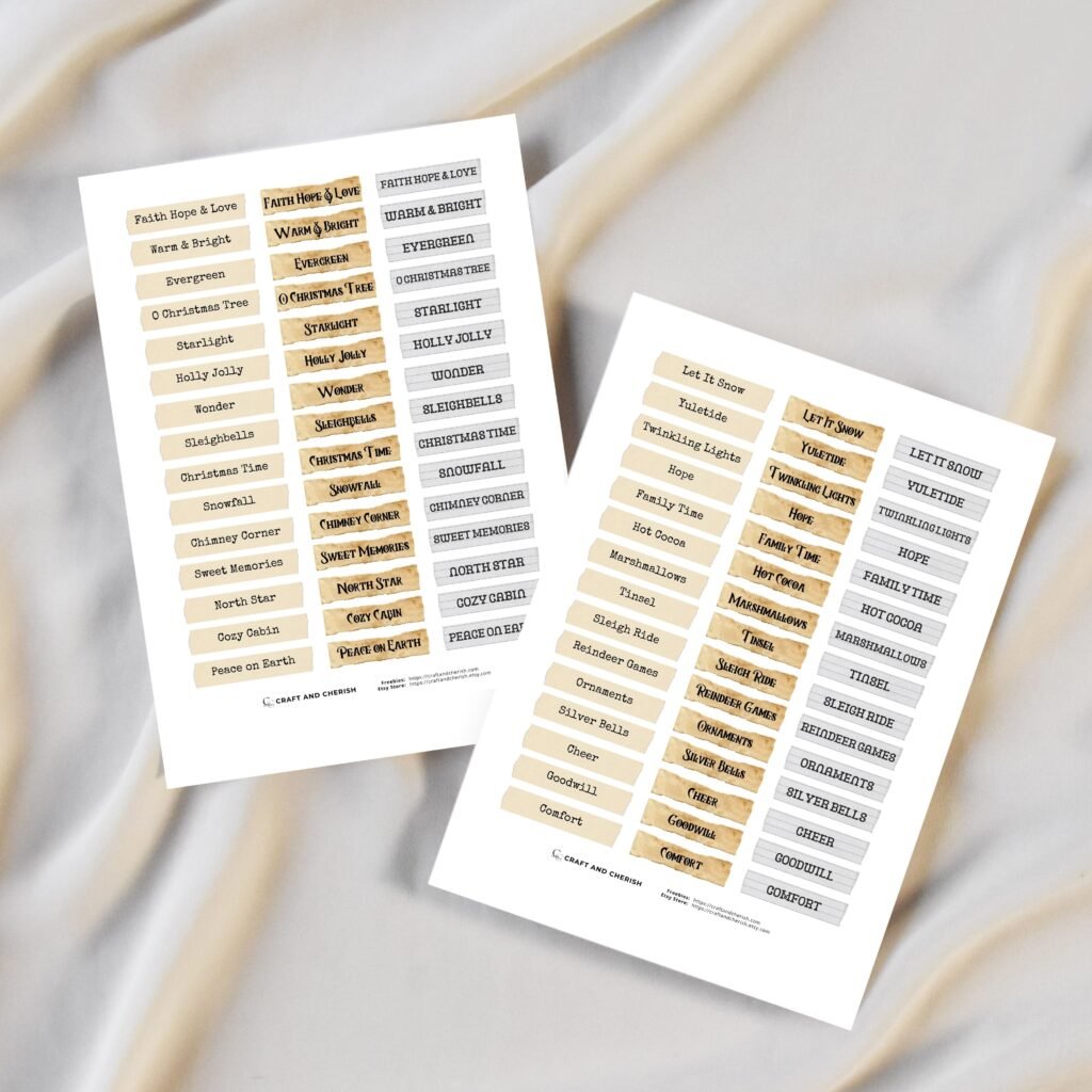 Christmas Words & Phrases – Vintage Printable Labels, Holiday Word ...